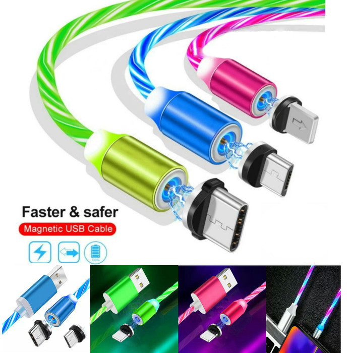 Glow LED 3 In 1 Lightning Fast Charging Magnetic Cable | onide.lk