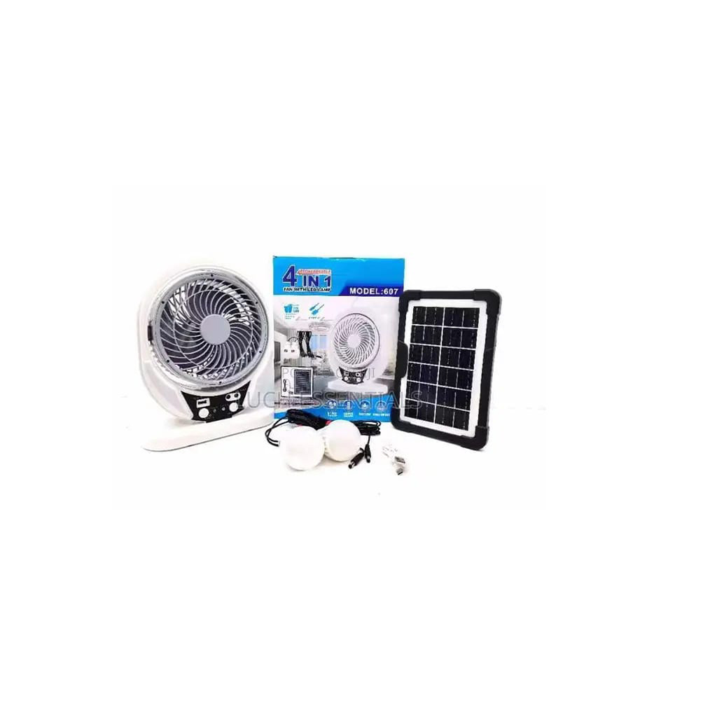 4 in 1 Rechargeable Solar Fan With Led Lamp- | Auramart.lk